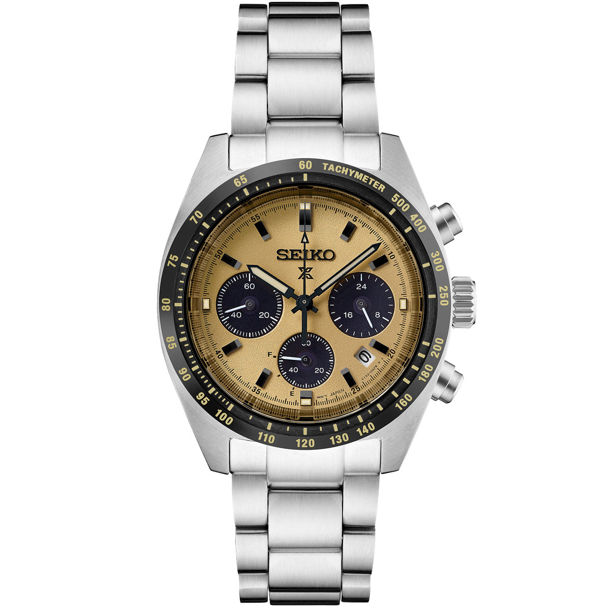 Seiko - Speedtimer Prospex Solar Chronograph Gold Dial Stainless Steel ...