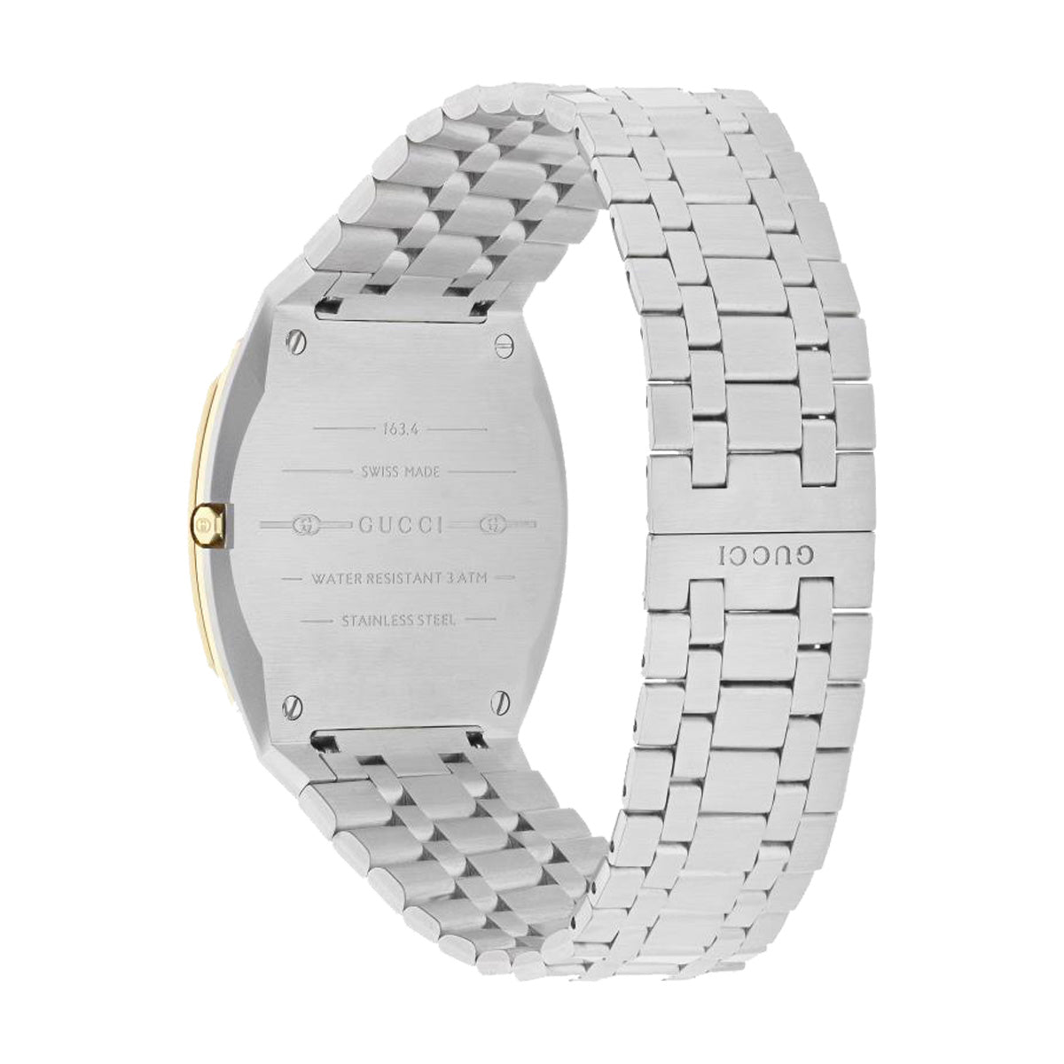 GUCCI 25H 34 mm 18k Yellow Gold Plated Bezel Stainless Steel Bracelet ...